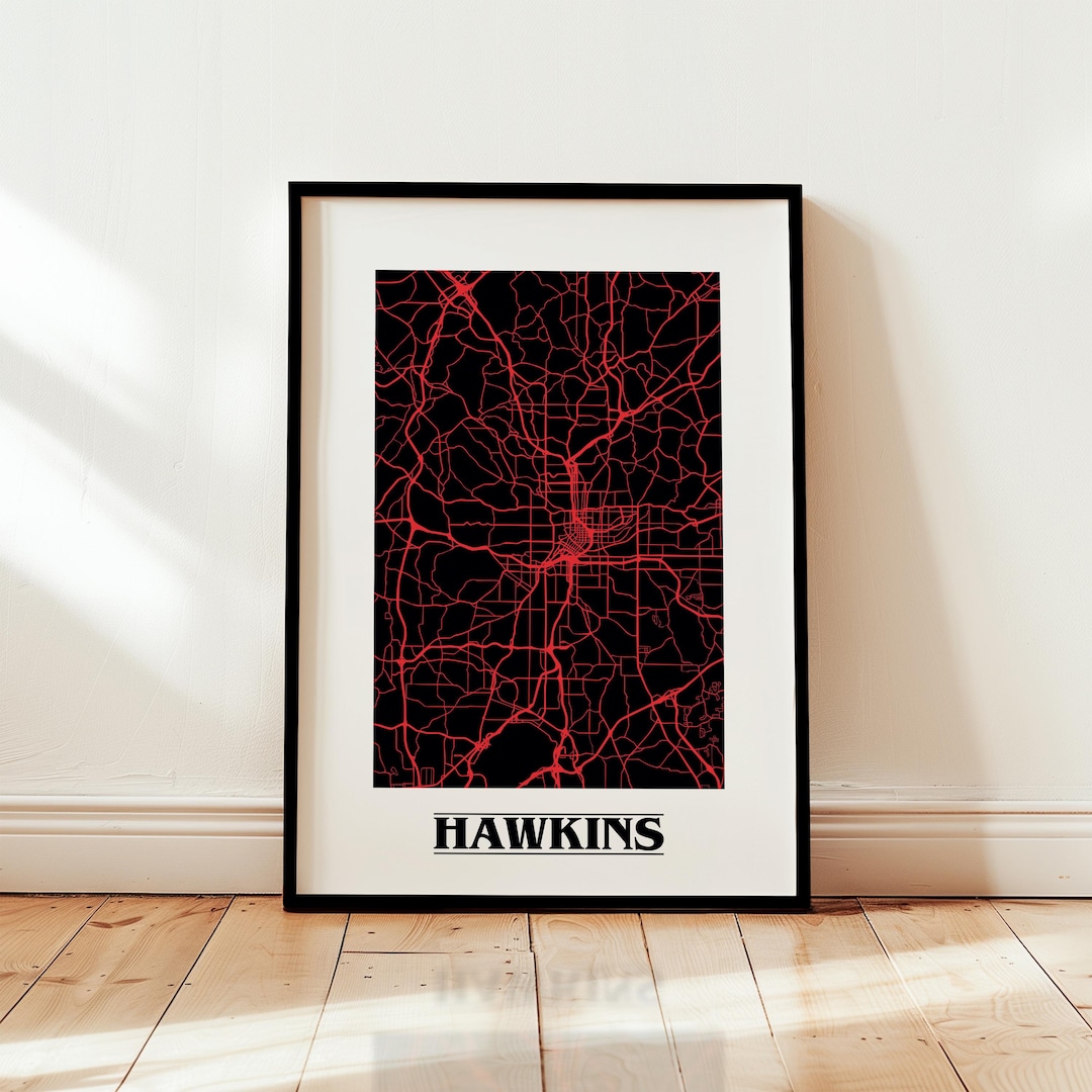 Stranger Things Hawkins Map Poster Print: Indiana TV Poster Wall Art ...