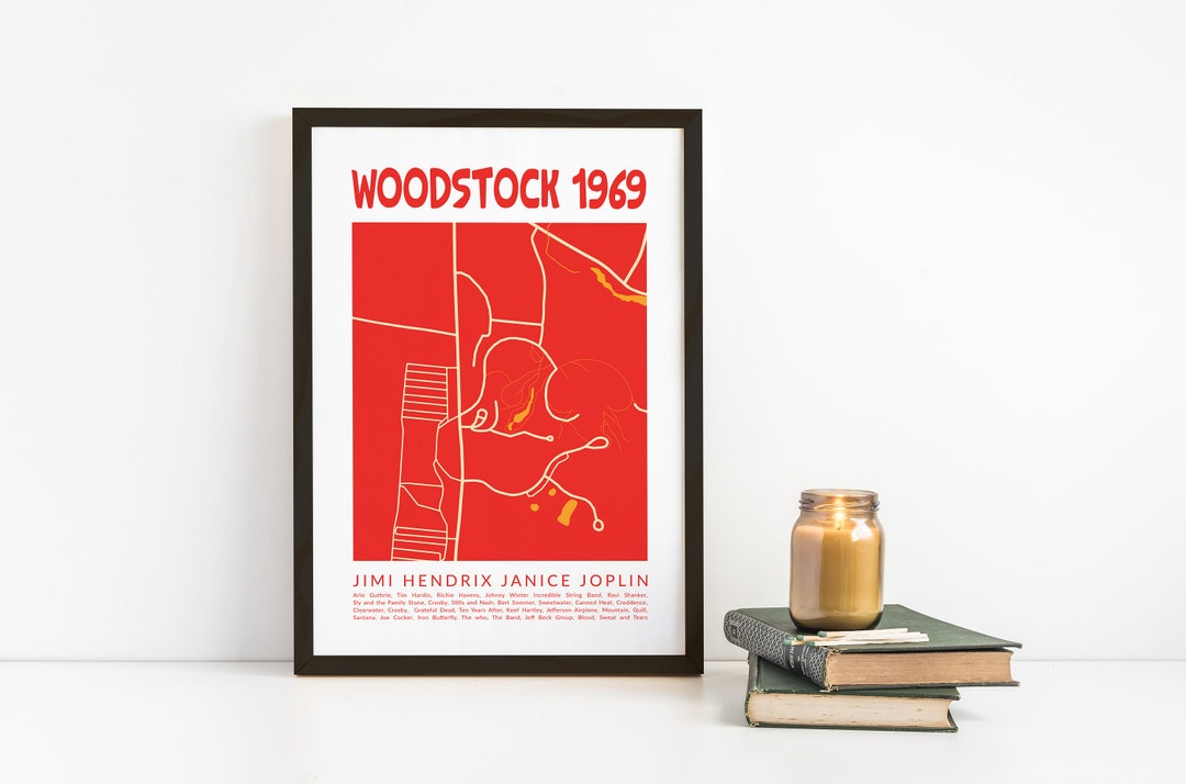 Woodstock 1969 Music Festival Poster Map Festival Gallery Wall Etsy