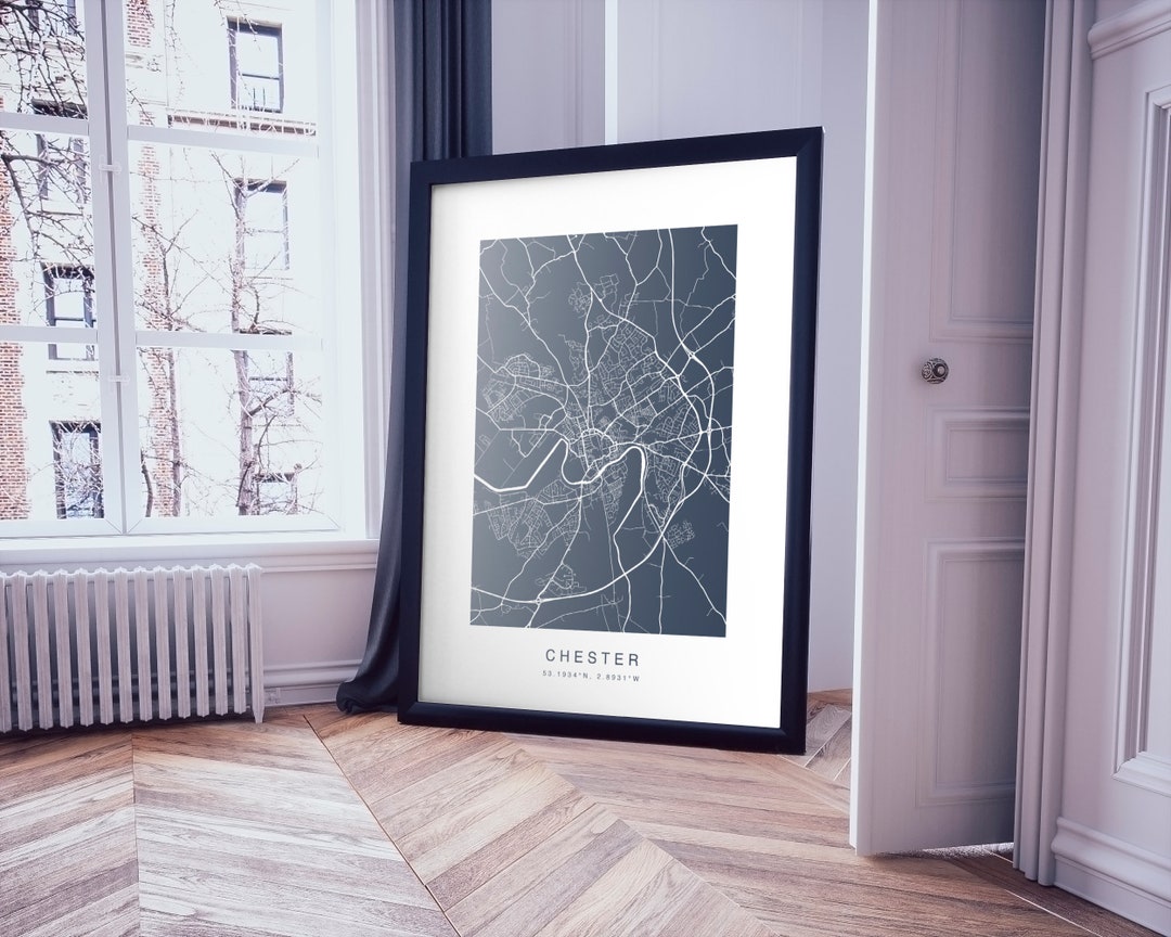 Wall Art Chester Uk City Street Map Print Chester Poster Illustration ...