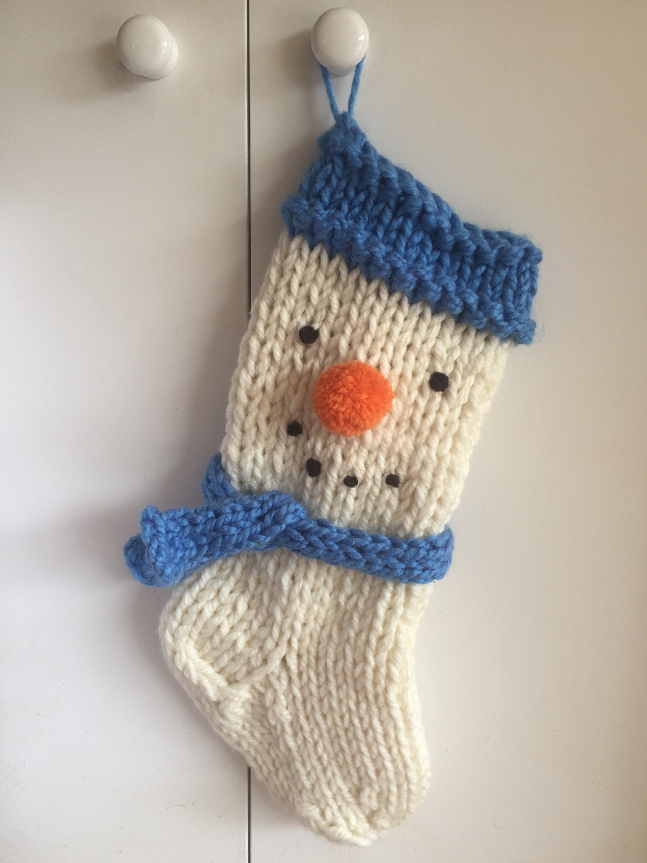 Hand Knitted Snowman Christmas Stocking - Etsy