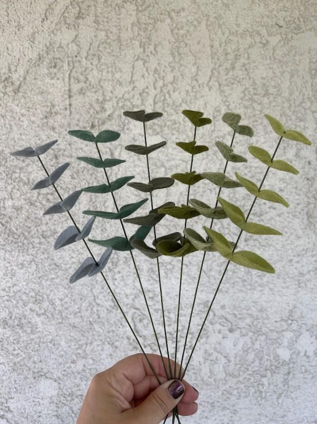 Handmade Felt Eucalyptus Stems: Green Floral Bouquet, Set of 3 - Etsy