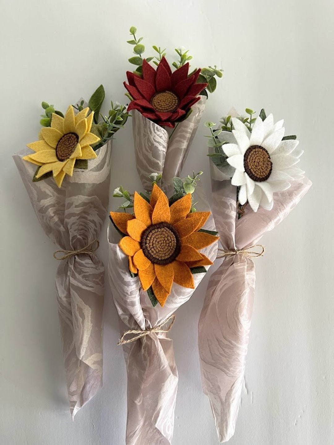 Yellow Sunflower Single Stem Sunflower for Gift Felt Sunflower Gift ...