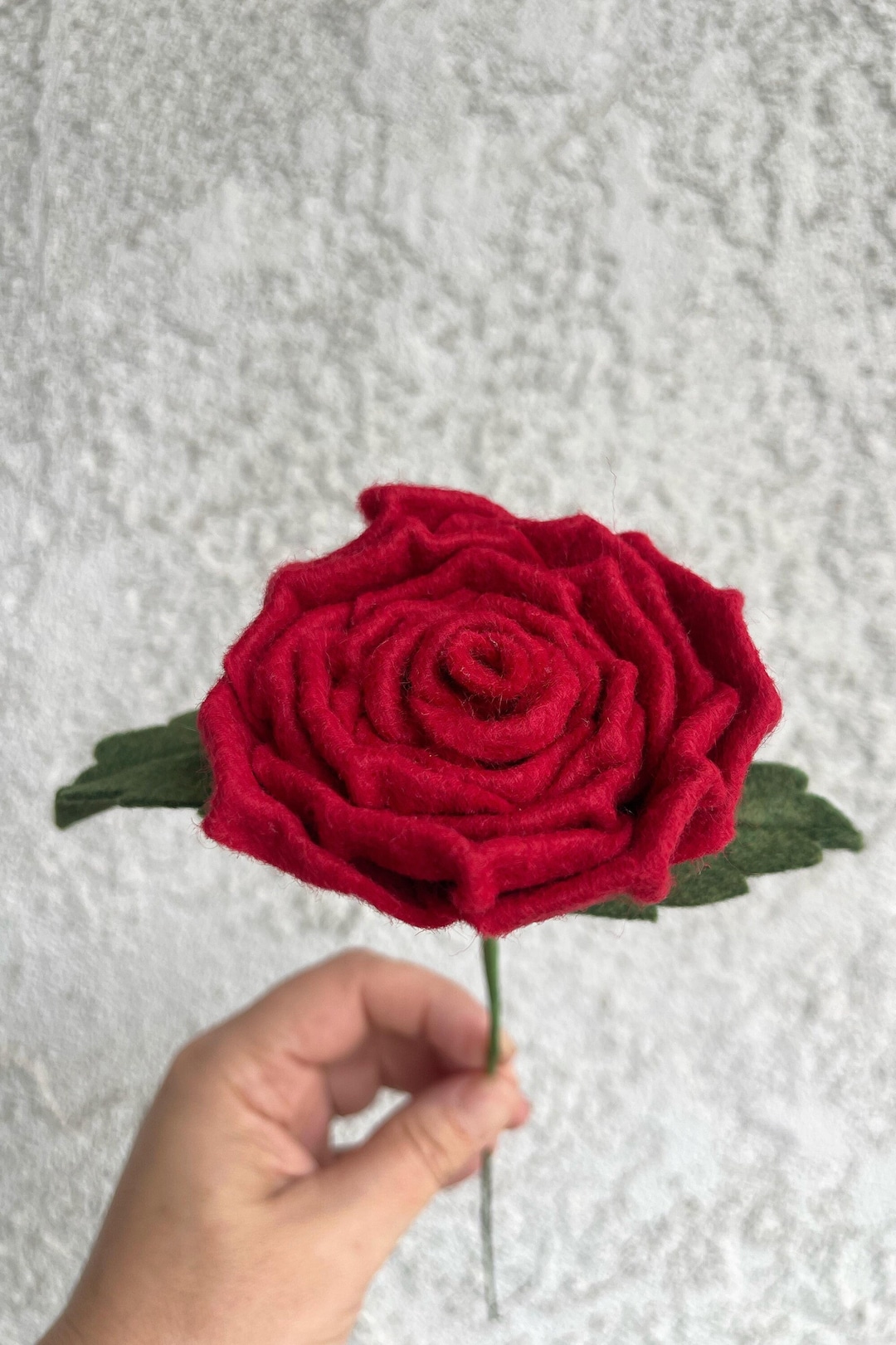 Handmade Wool Felt Red Rose: Single Stem Wedding Decor - Etsy