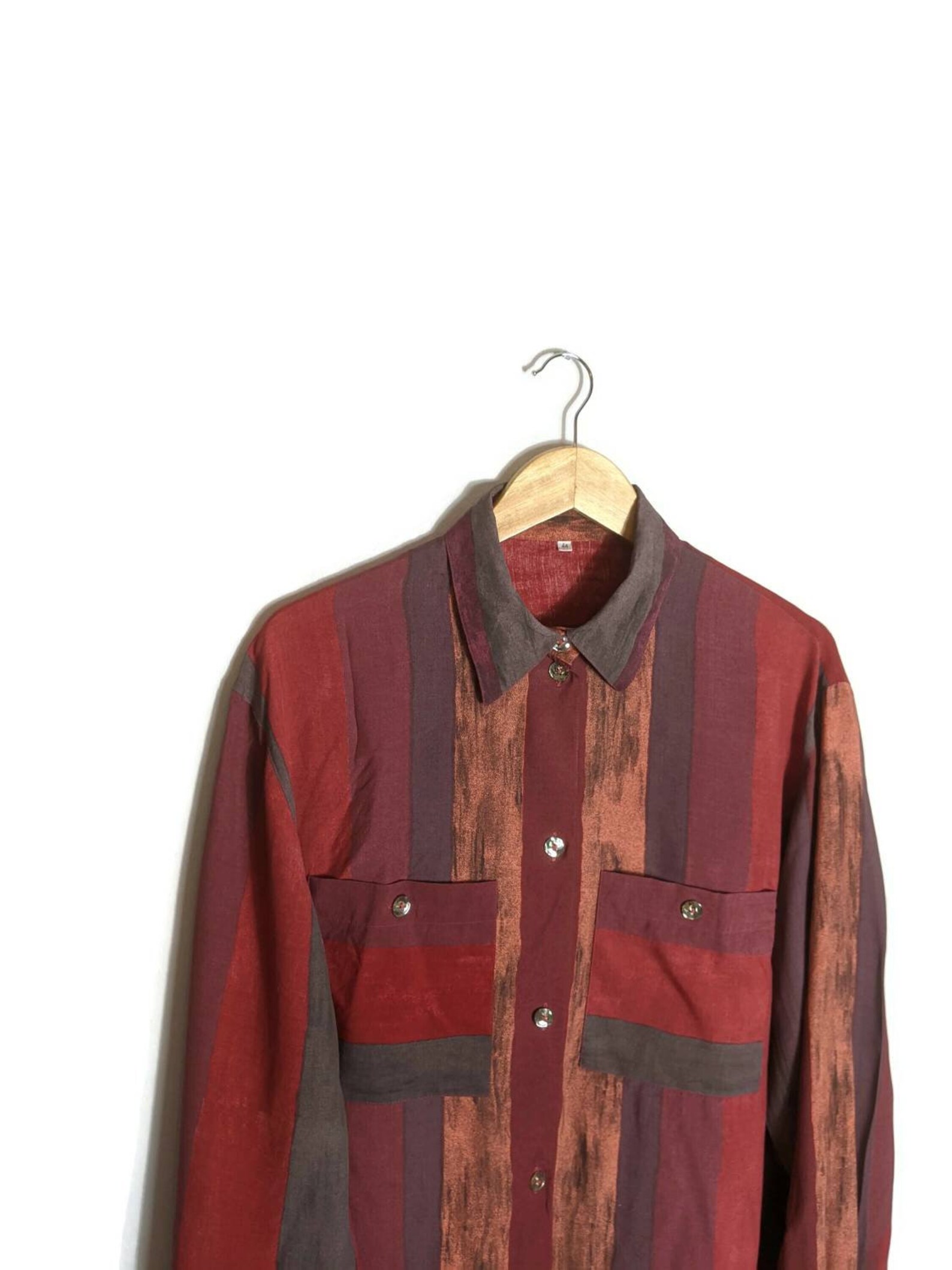 90s Red Oversized Grunge Shirt / Abstract Stripy Grunge Blouse - Etsy