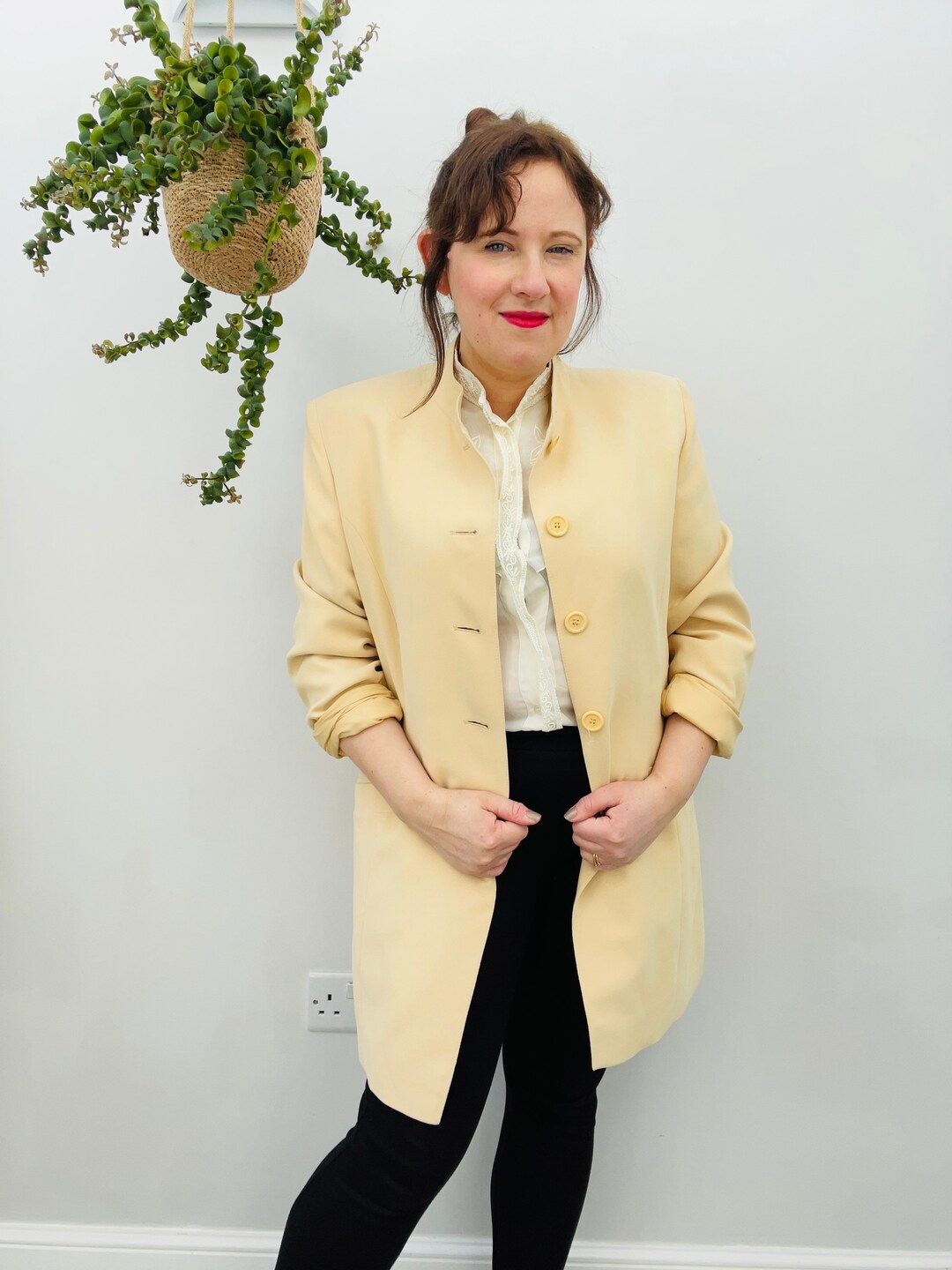 Vintage 90s Pastel Yellow Jacket / Preppy 90s Longline Jacket - Etsy