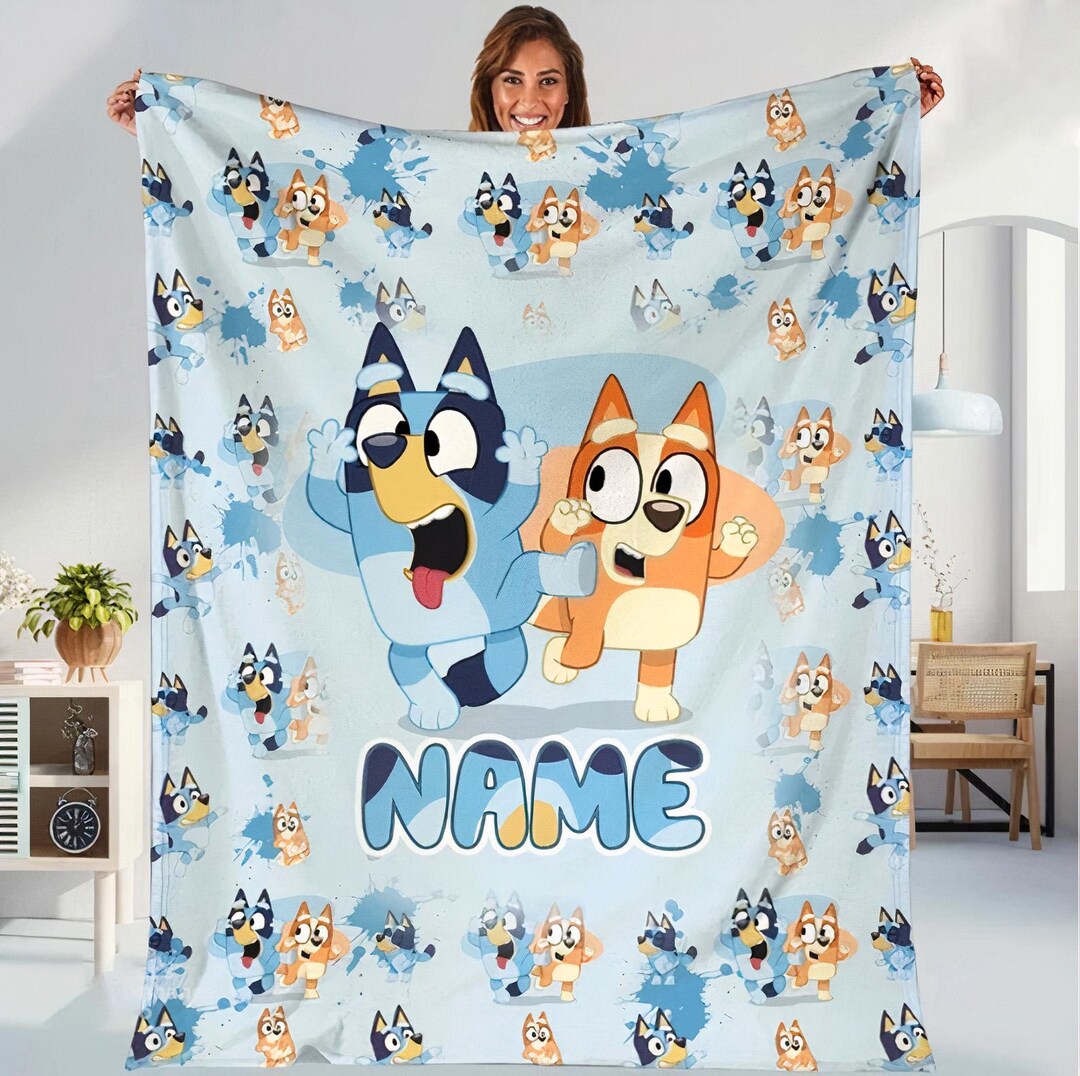 Personalized Bluey Blanket, Bluey Family Soft Cozy Fleece Blankets ...