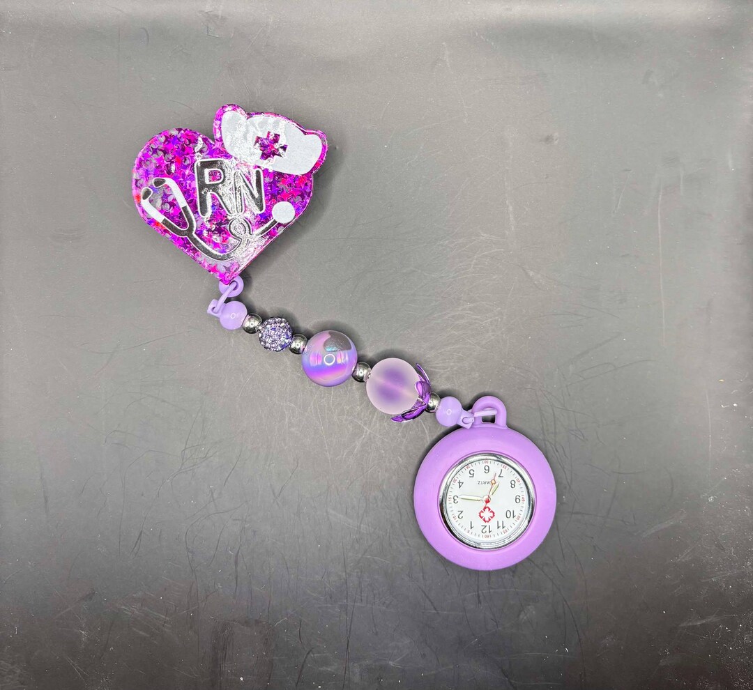 Beaded RN Badge With Clock - Etsy
