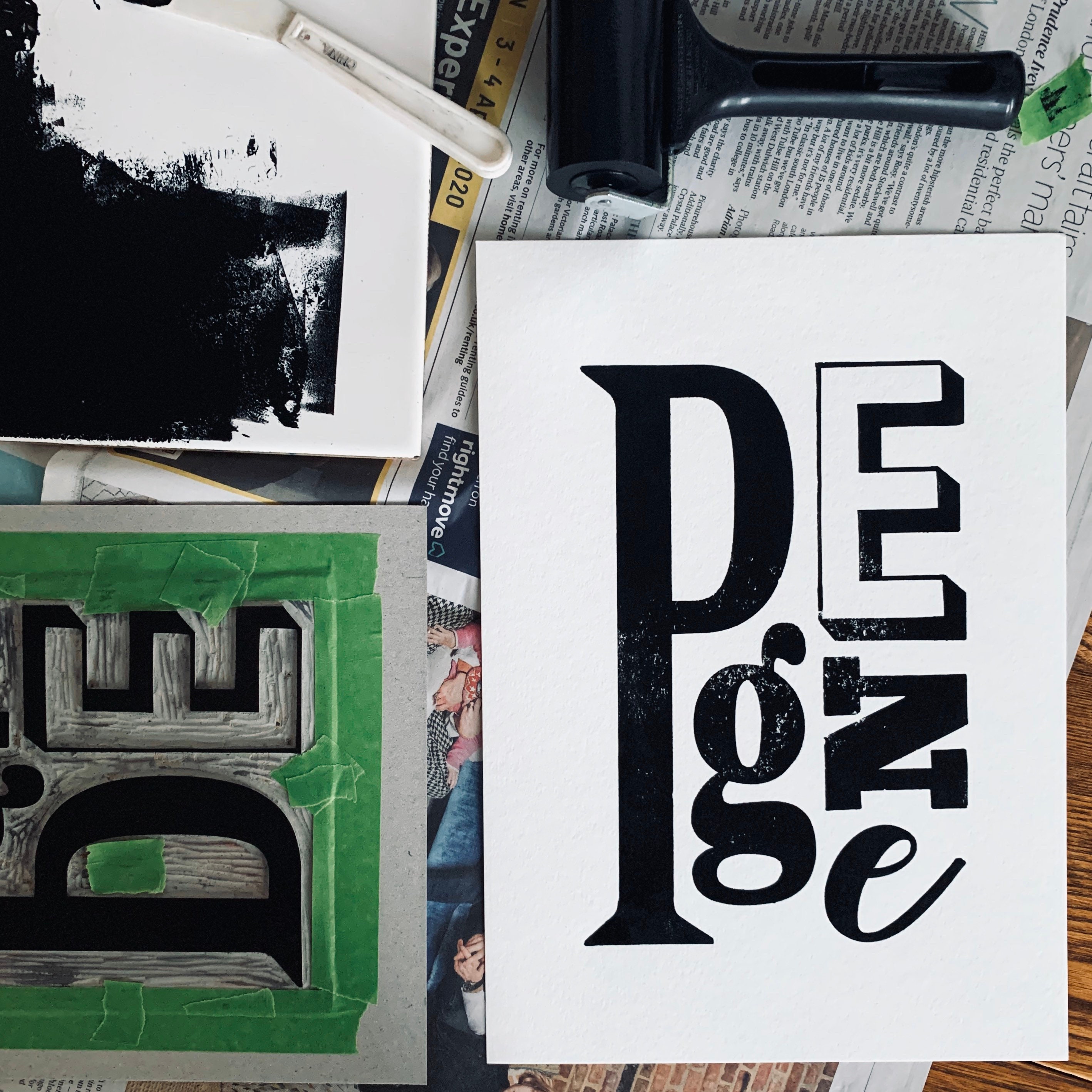 Black Penge Original & Signed A4 Lino Print - Etsy