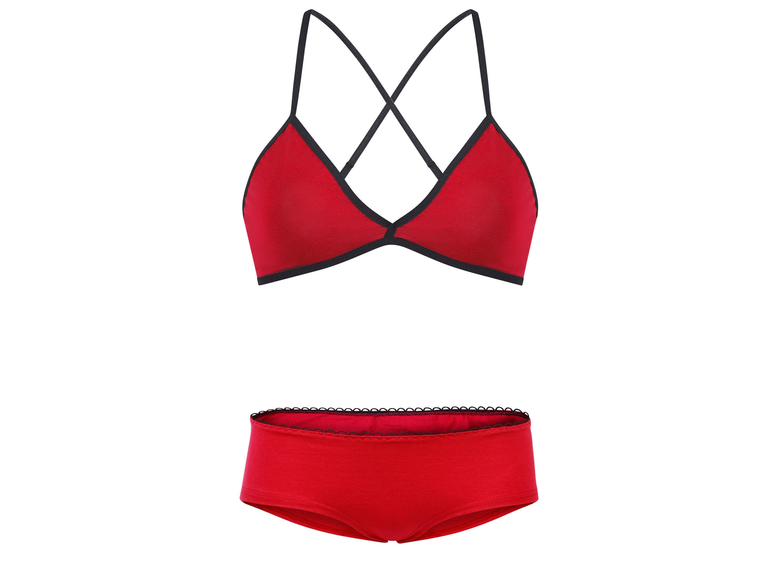 Set: Organic Bra + Hipster Panties Red Hot Chili - Etsy UK