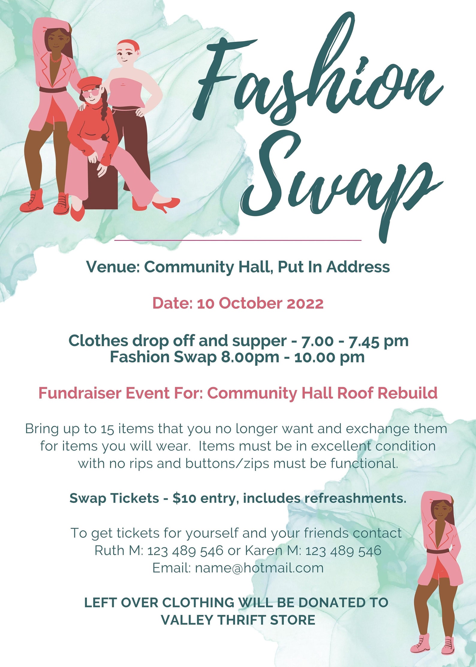 Editable, Fashion Swap, Clothing Swap, Fundraiser, Party, Editable ...