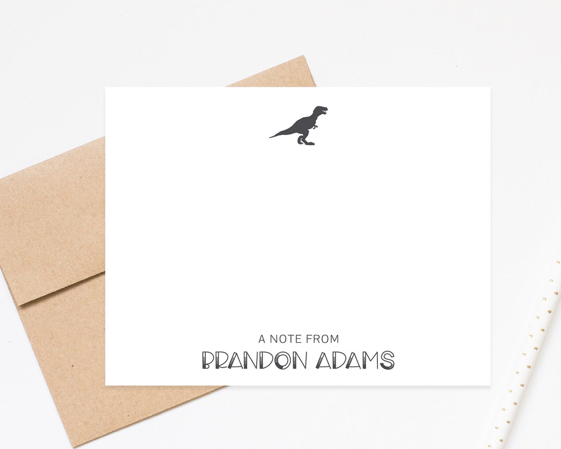 Personalized T-rex Kids Stationery for Boys With Envelopes - Etsy