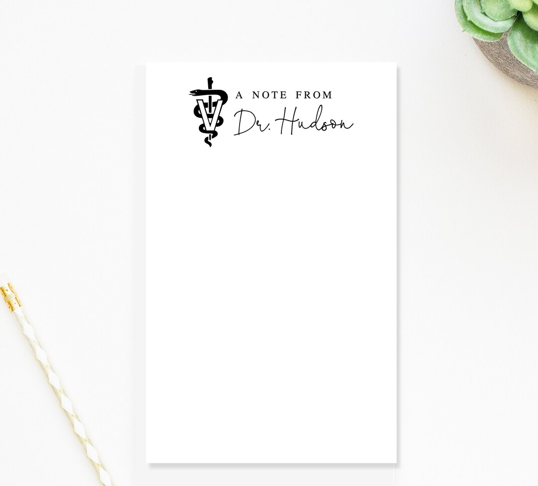 Personalized Veterinary Doctor Notepad, A Note From Veterinarian ...