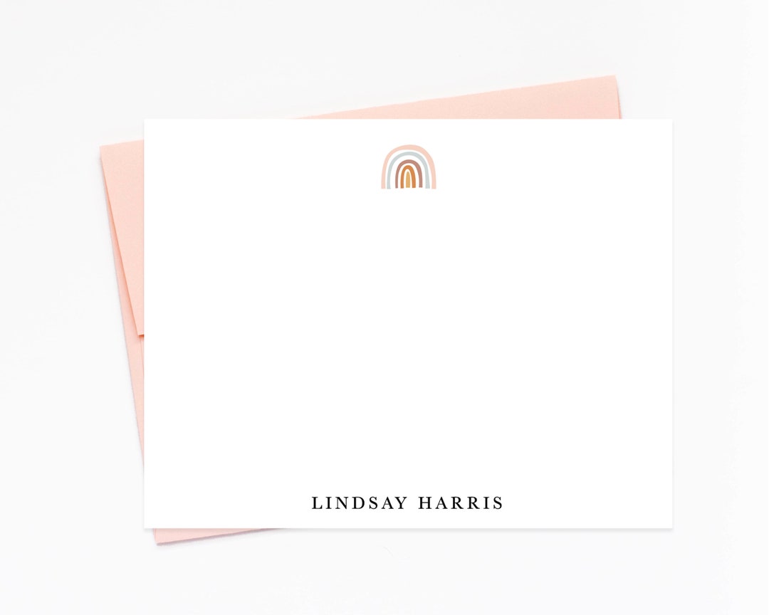 Personalized Rainbow Stationary Cards for Gift, Girls Boho Rainbow ...