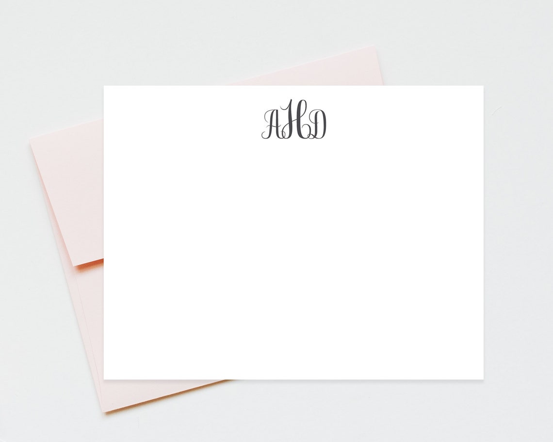 Monogram Initials Personalized Stationery Card Set with | Etsy
