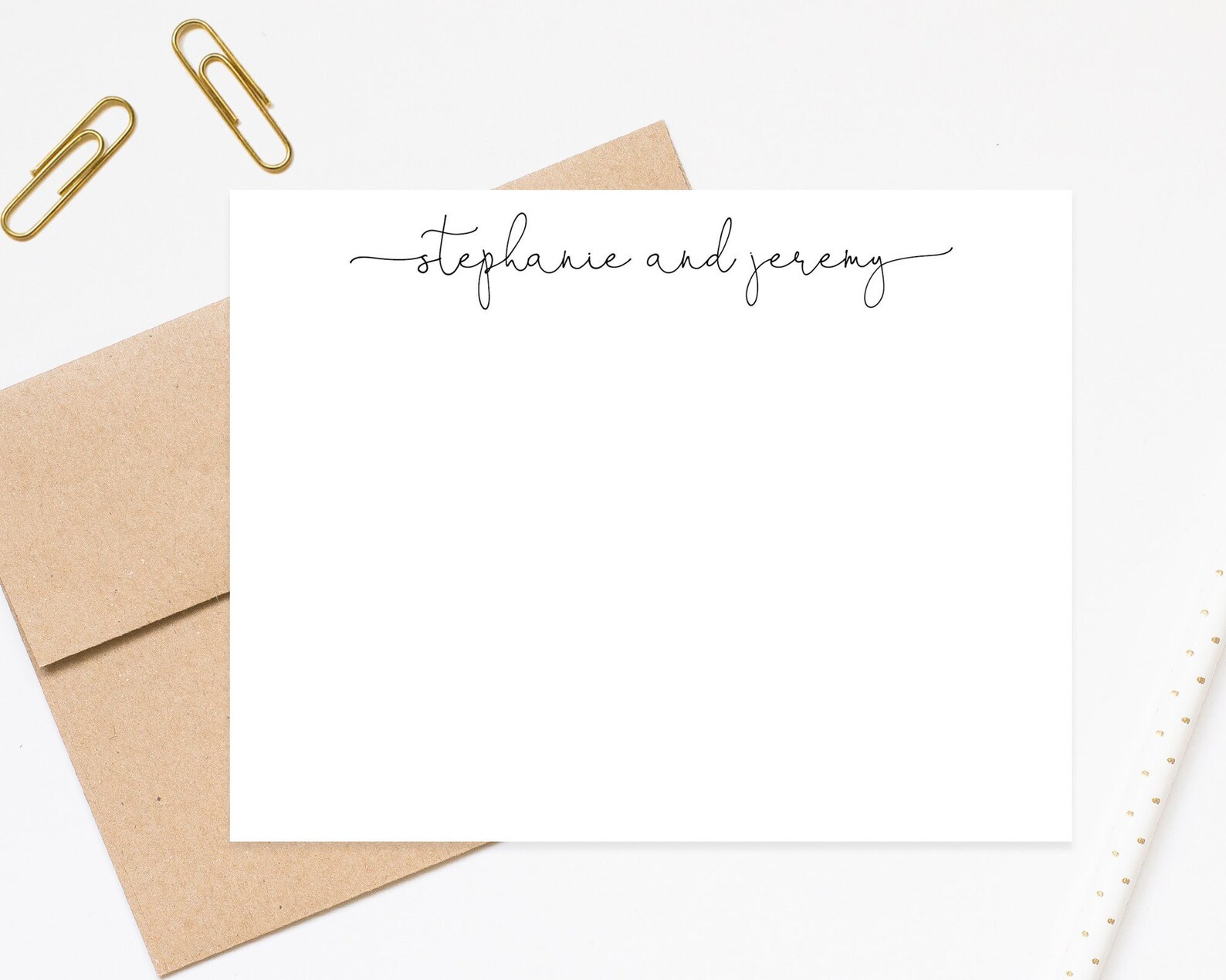 Script Personalized Cards Set for Couples Flat Notecards - Etsy