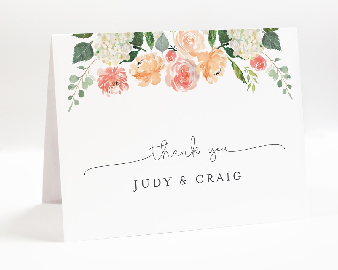 Personalized Floral Folded Thank You Card Floral Folded - Etsy