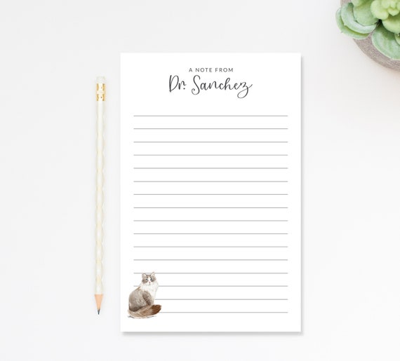 Cat Notepad Stationery Personalized Notepad With Cat Notes - Etsy