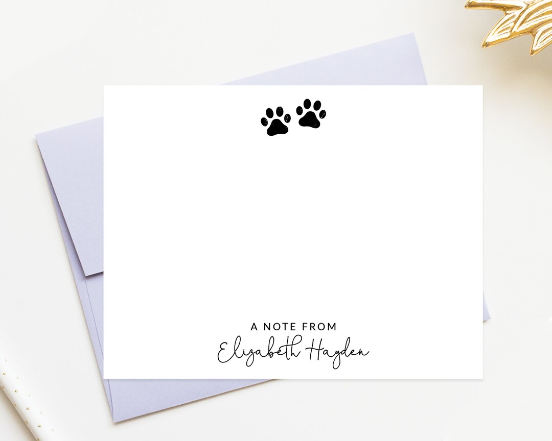Personalized Paw Print Stationery, A Note From Custom Family Stationary ...