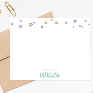Personalized Star Stationery for Girls, Stars Birthday Stationary Card ...