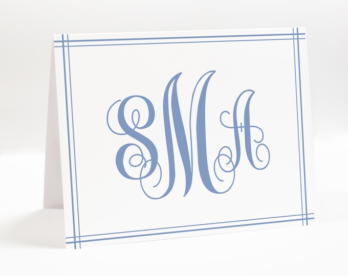 Classic Monogrammed Folded Thank You Note Cards With Name Personalized ...