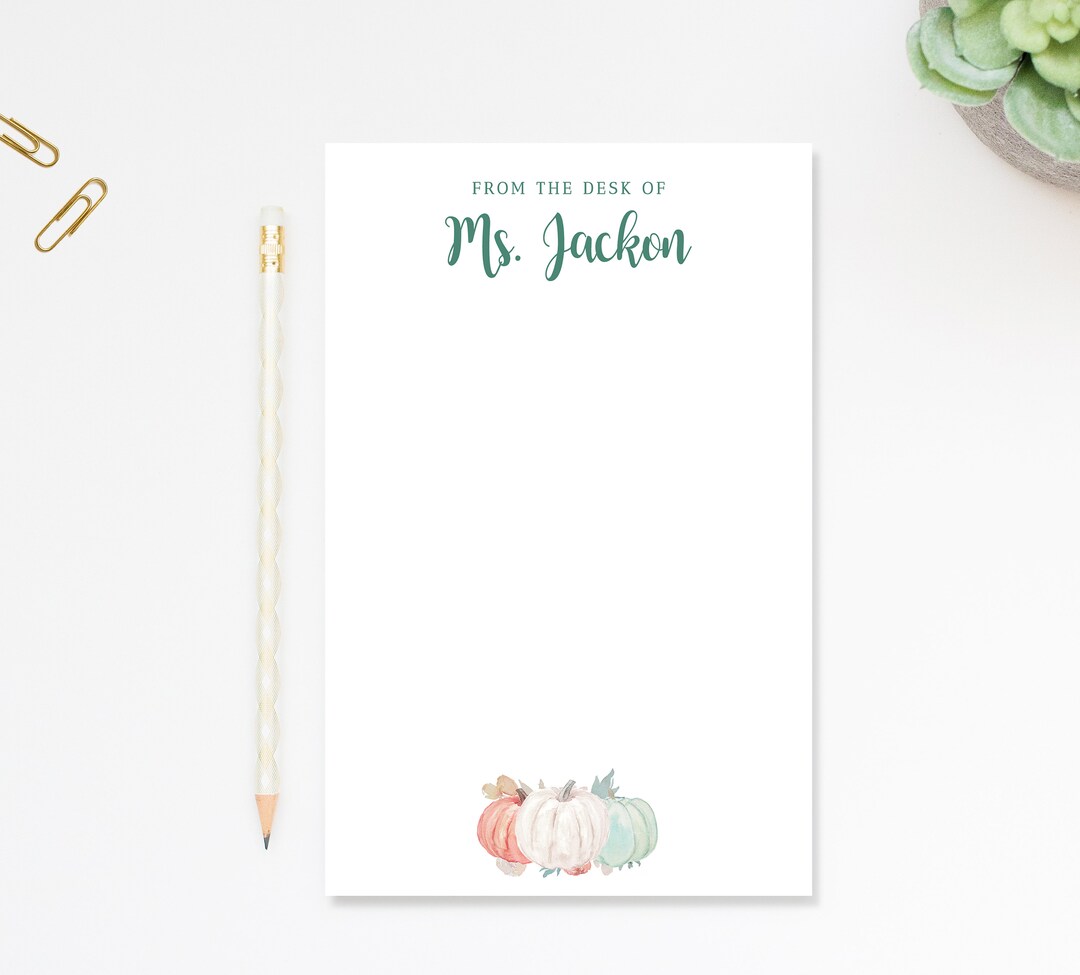 Personalized Pumpkin Notepad With Pumpkin Watercolor Pumpkin - Etsy