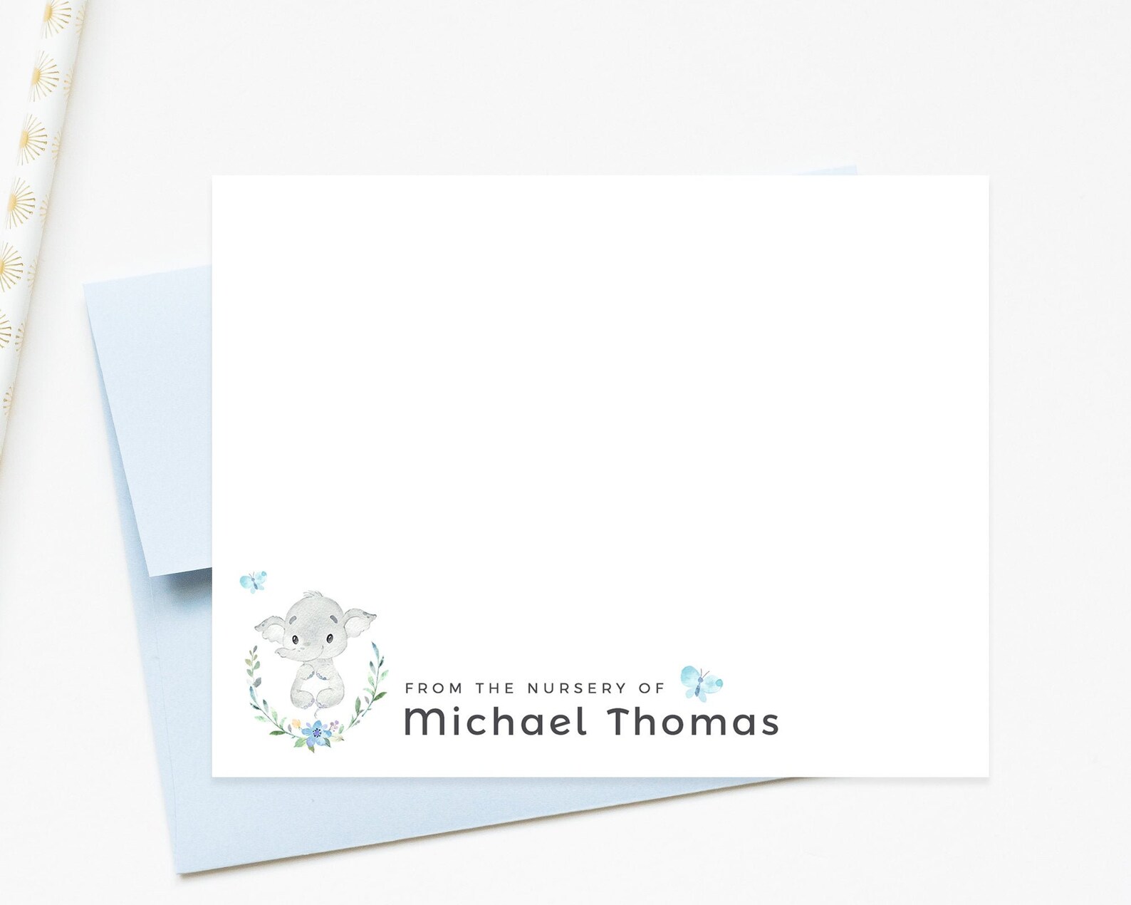 Cute Personalized Boy Baby Shower Notecard From the Nursery - Etsy