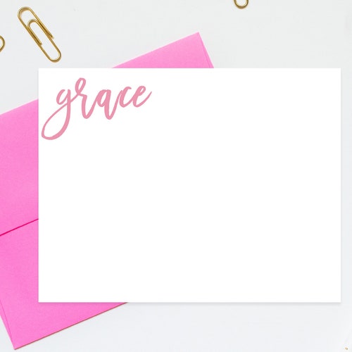 Script Personalized Stationery Cards Set Flat Notecards - Etsy