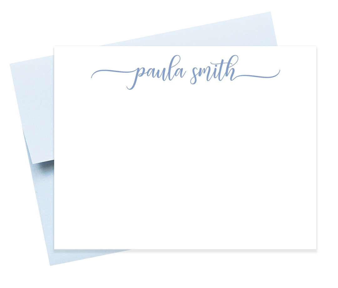 Personalized Name Script Stationery Cards Set, Flat Notecards ...