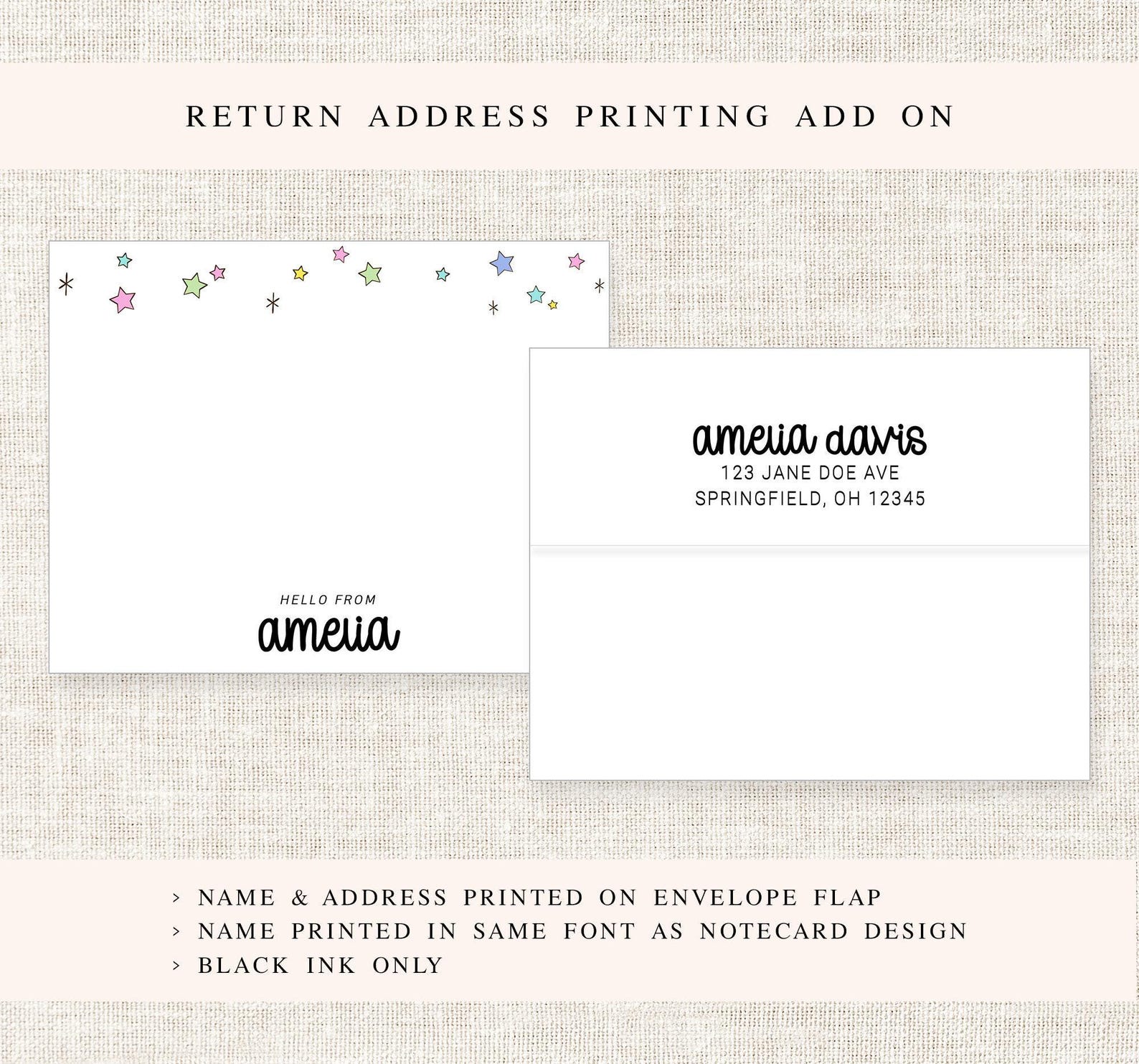 Personalized Star Stationery for Girls, Stars Birthday Stationary Card ...