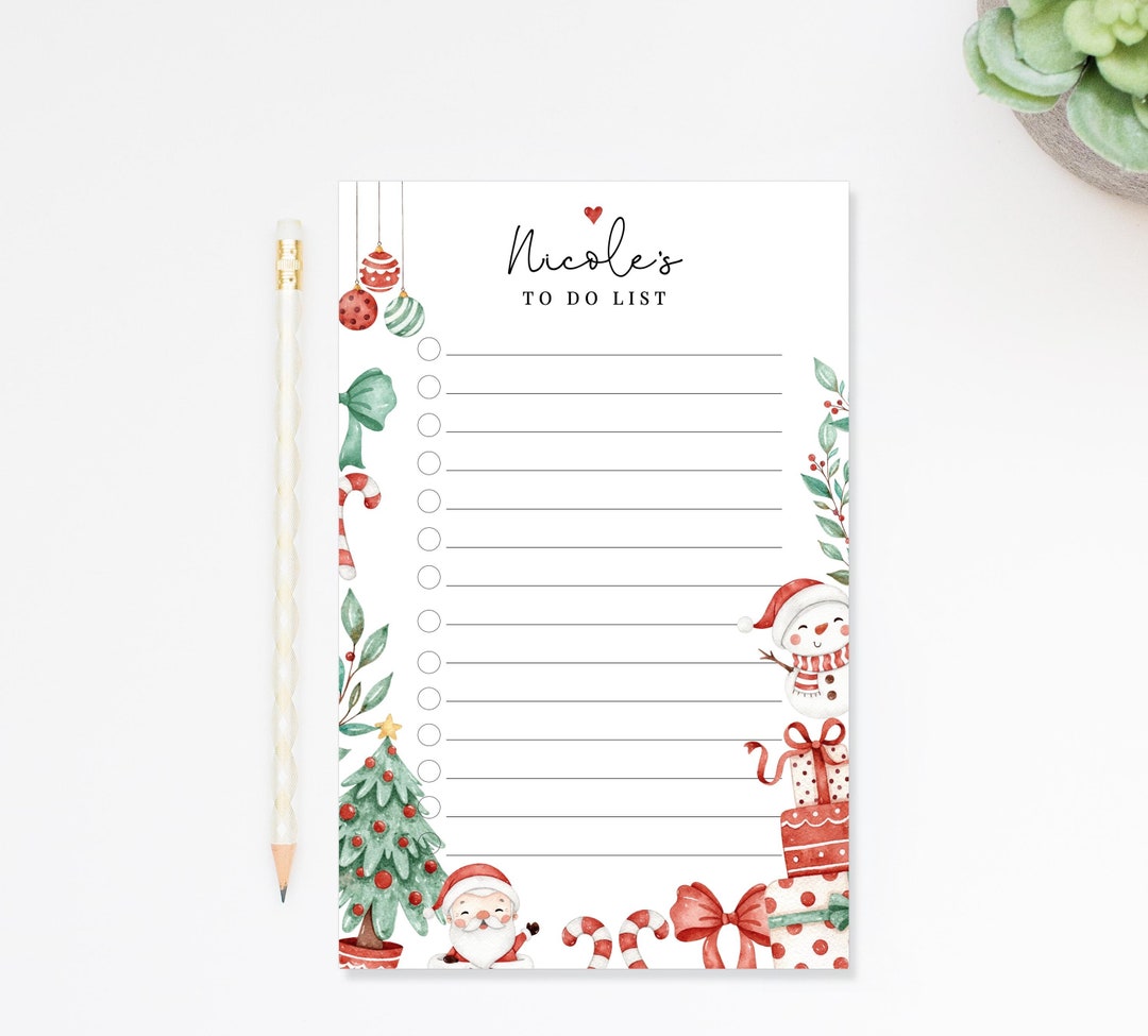 Personalized Santa Stationery Planner Notepad, Holidays Stationery Memo ...