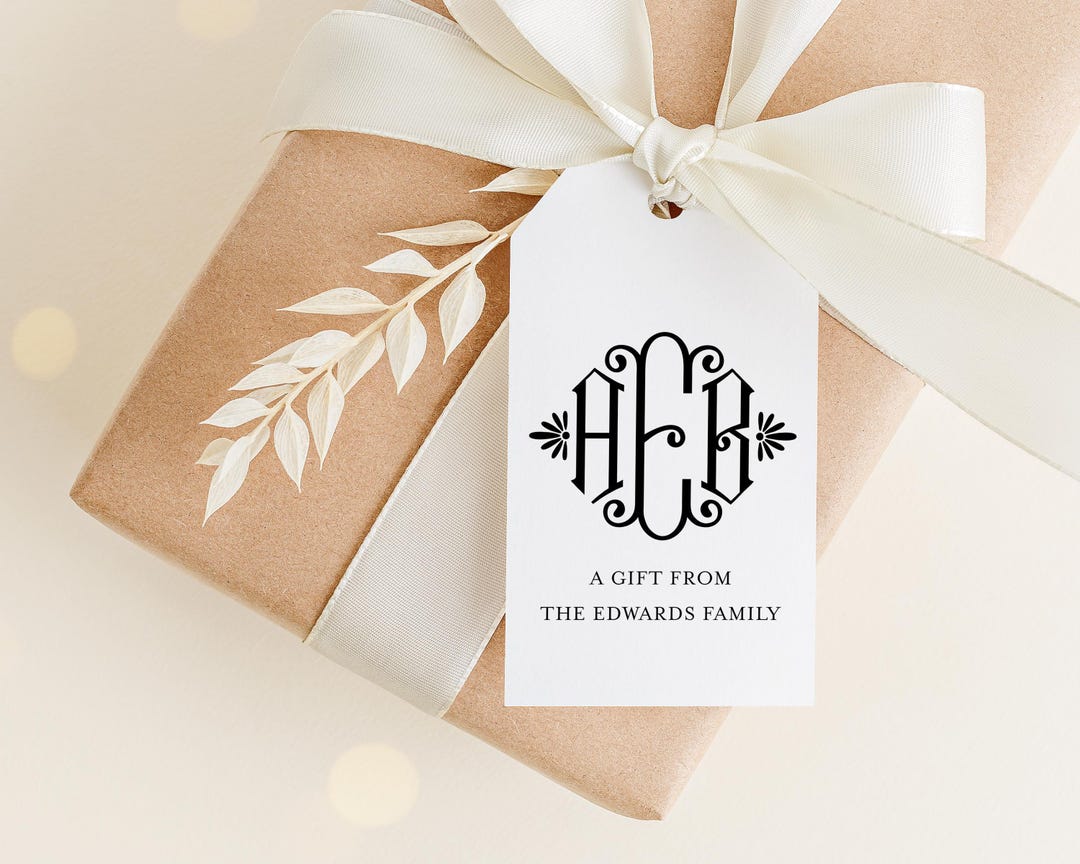 Personalized Monogram Gift Tags: Ornate Custom Favor Tags - Etsy