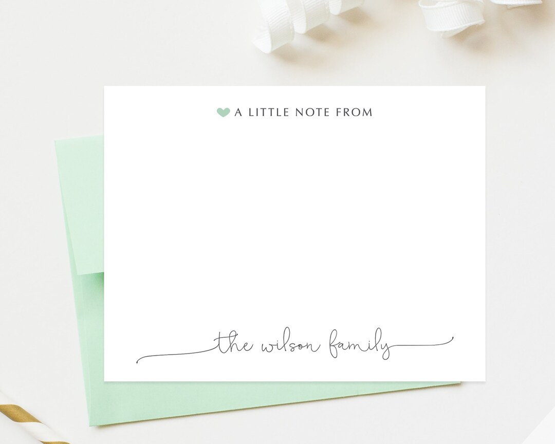 Personalized A Note From Script Stationery Cards Set, Flat Notecards, Personalized Stationary ...