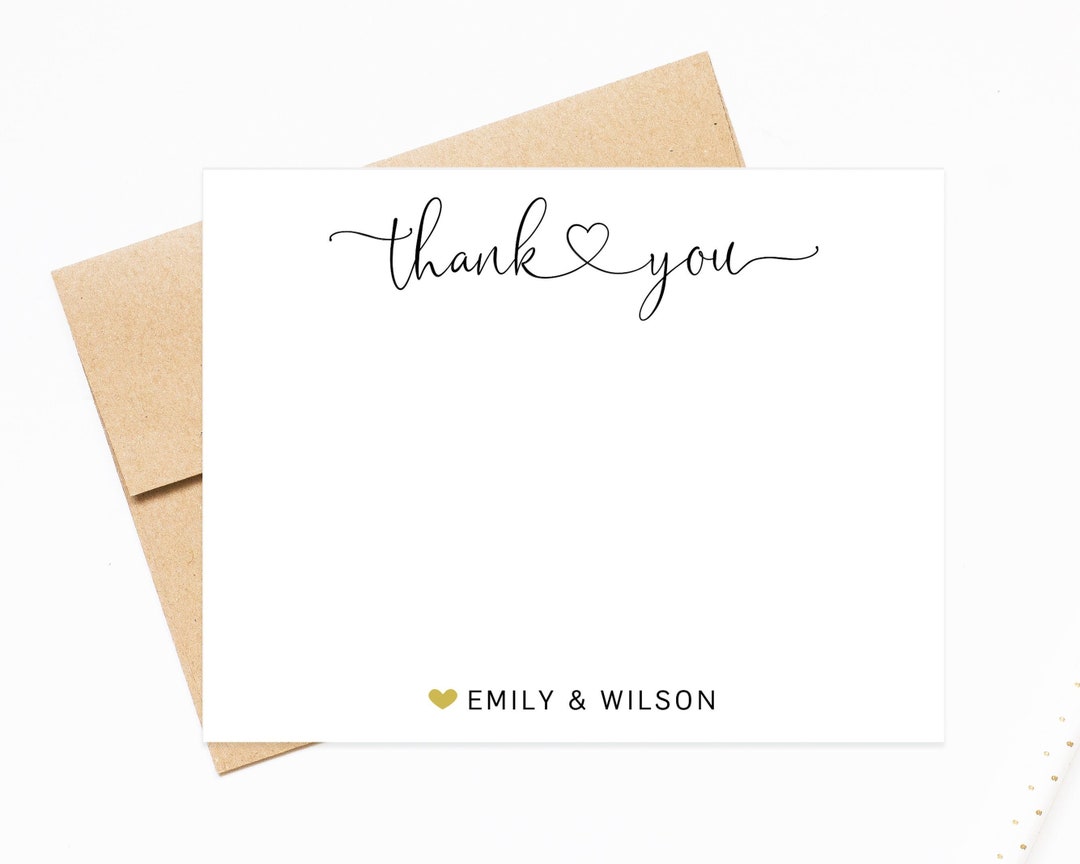 Personalized Thank You Stationery Set for Notes With Envelopes, Elegant ...