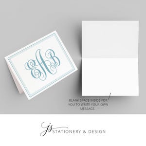 Personalized Monogram Folded Thank You Card, Monogram Folded Stationery ...