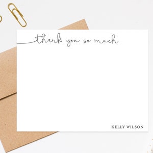 Thank You Notecards, Flat Personalized Note Cards, Custom Stationery ...