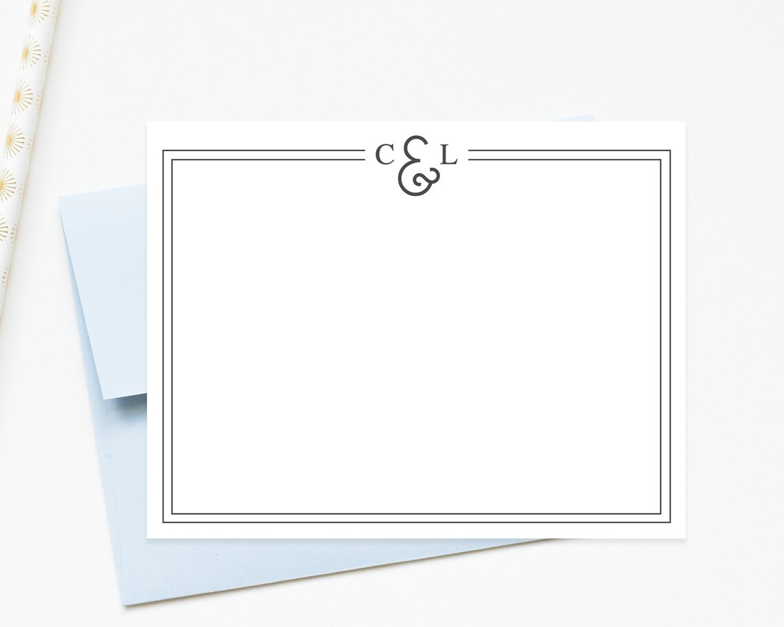 Personalized Monogrammed Stationary With Borders Monogram | Etsy