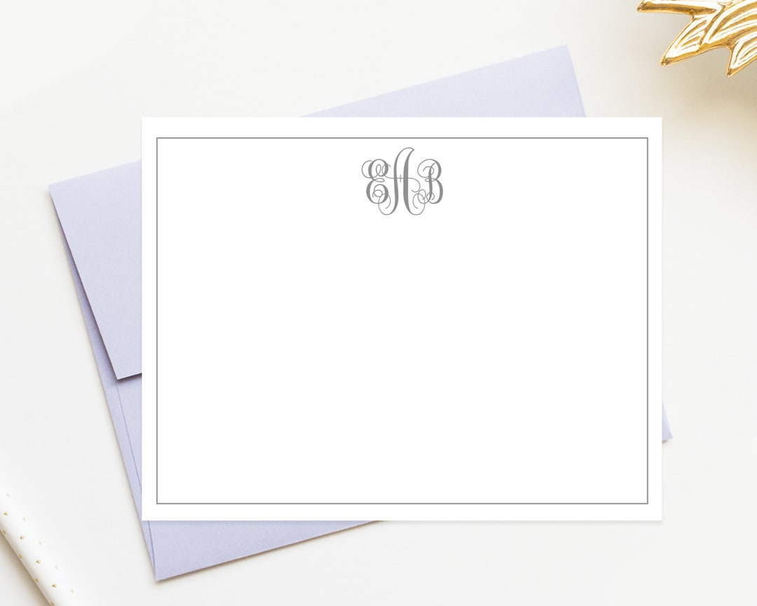 Personalized 3 Initial Monogram Modern Stationary Card, Simple ...