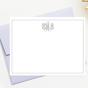 Personalized 3 Initial Monogram Modern Stationary Card, Simple ...