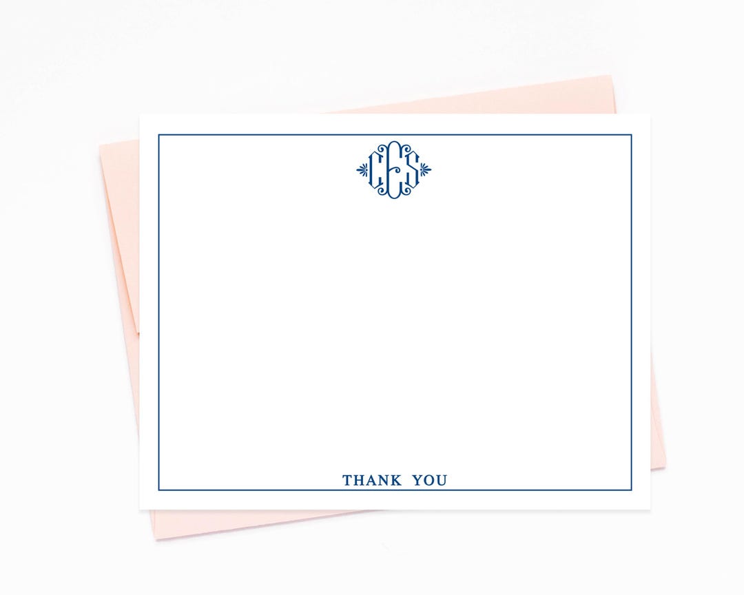 Personalized Stationery With Monogram, Initials Stationery Thank You ...