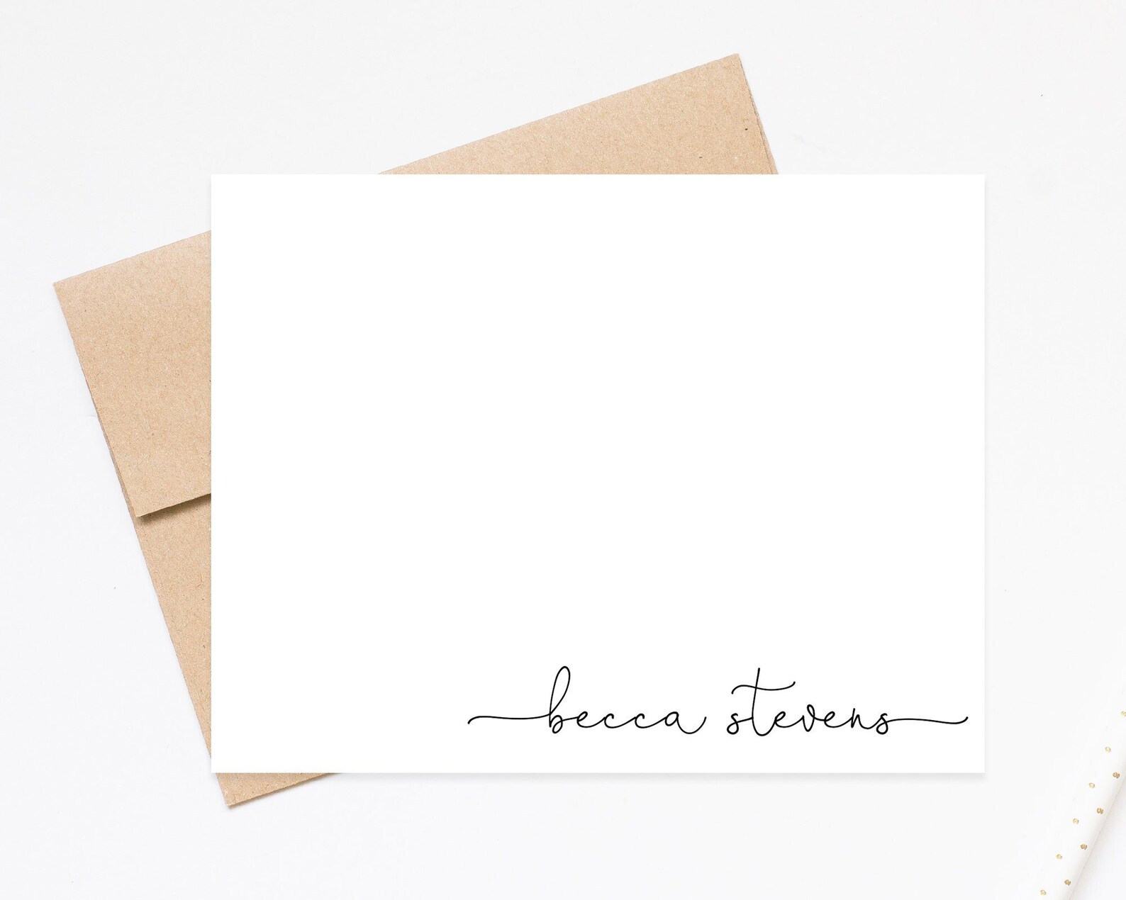 Personalized Script Stationery Cards Set Elegant Flat - Etsy
