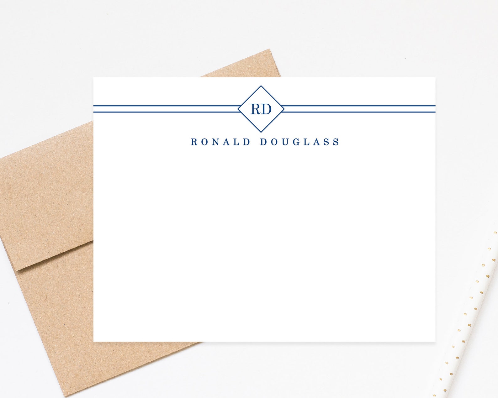Personalized Modern Stationery Note Cards for Him Diamond - Etsy