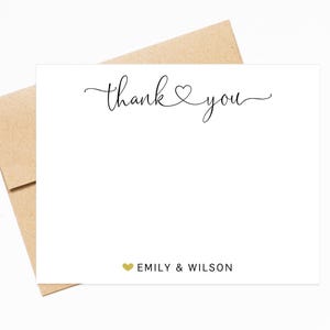 Personalized Thank You Stationery Set for Notes With Envelopes, Elegant ...