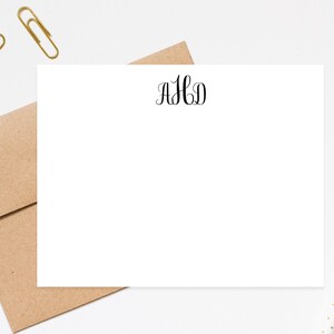 Monogram Initials Personalized Stationery Card Set With Envelopes ...
