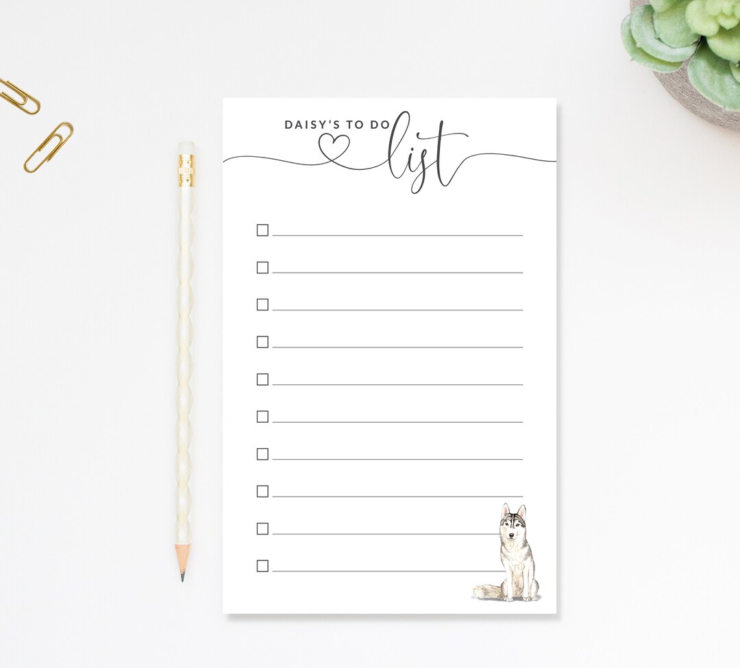 Personalized Do List Notepad, Notepad With Dog, Siberian Husky Notepad ...