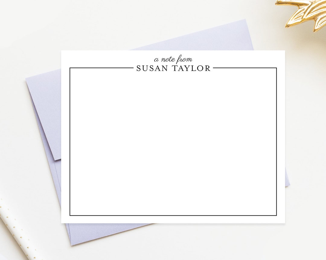 A Note From Bordered Modern Personalized Stationery Note Cards ...