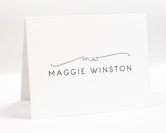 Personalized Folded Monogram Initials Stationery Set of 8 - Etsy