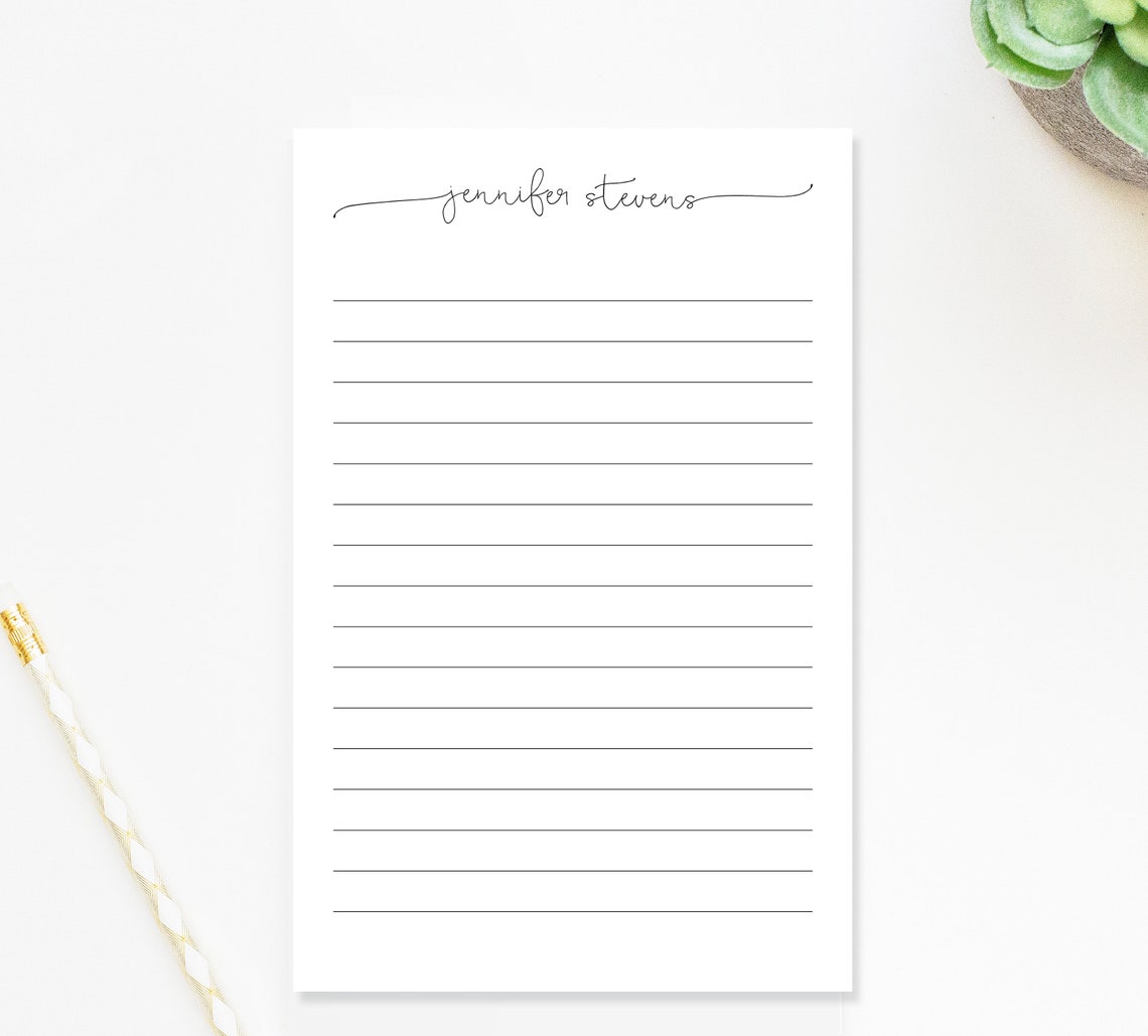 Personalized Script Notepad Simple and Elegant Notepad - Etsy