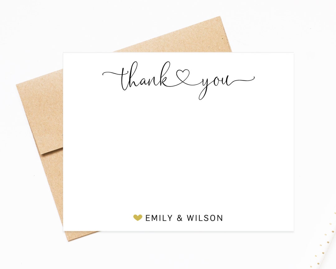 Personalized Thank You Stationery Set for Notes With Envelopes, Elegant ...