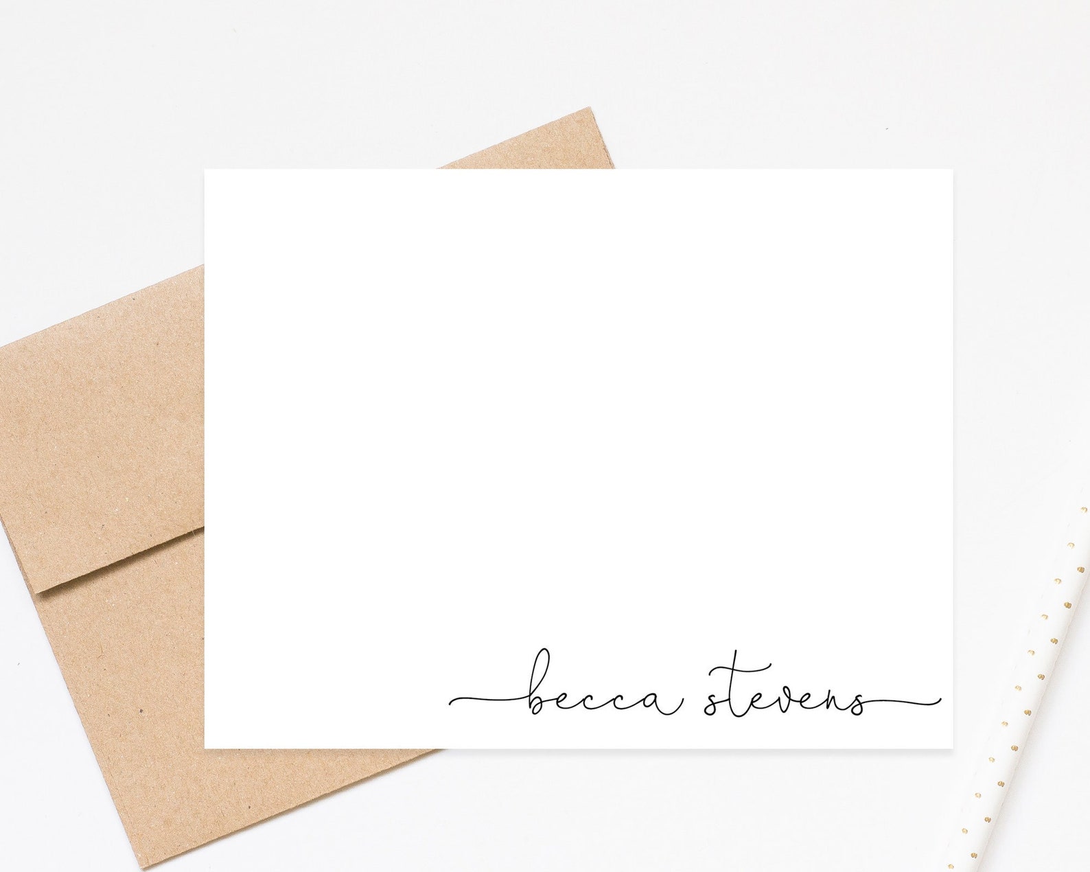 Personalized Script Stationery Cards Set Elegant Flat - Etsy