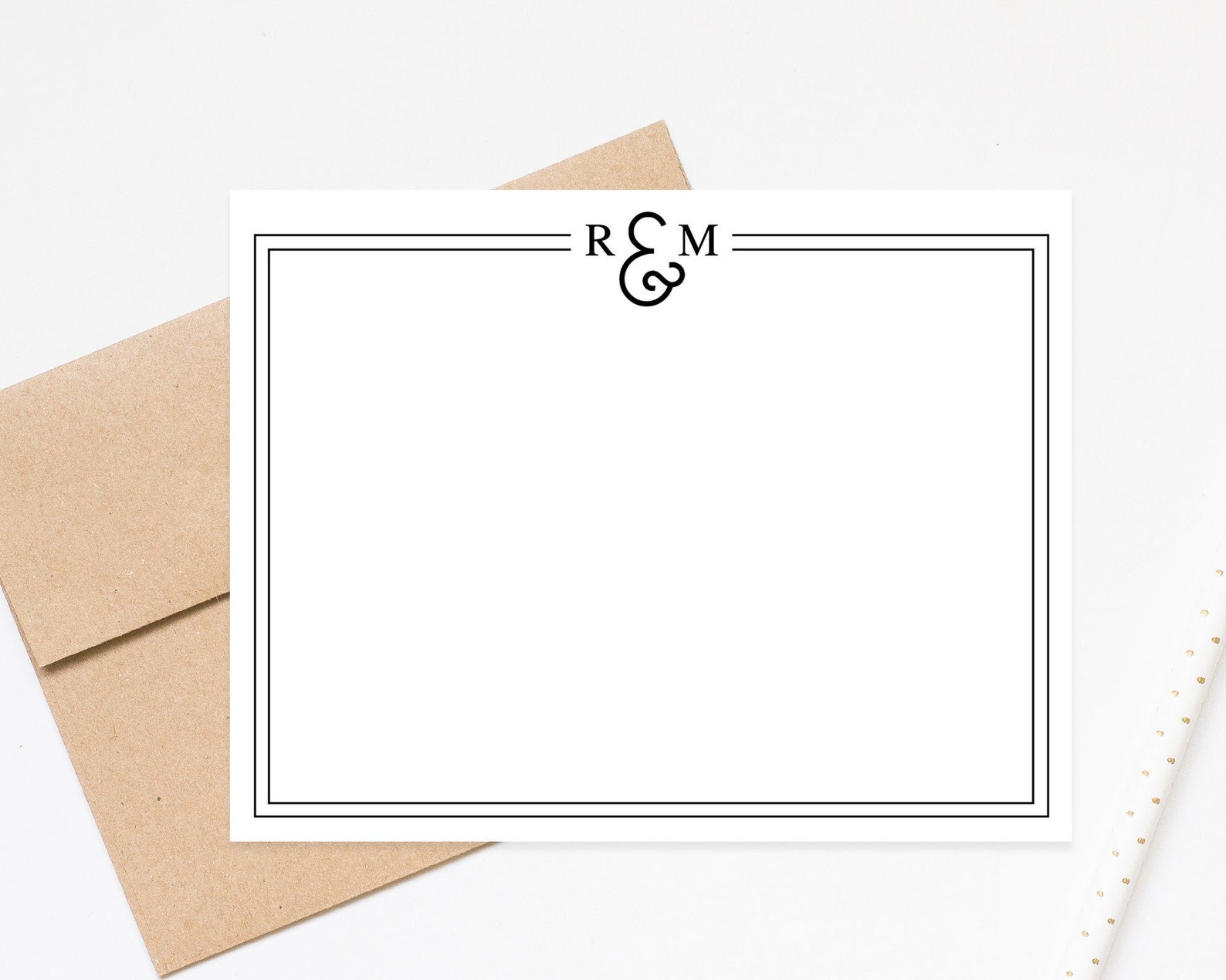 Personalized Monogrammed Stationary With Borders Monogram | Etsy